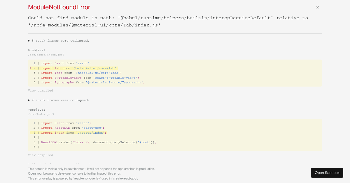 Create React App Codesandbox 1424