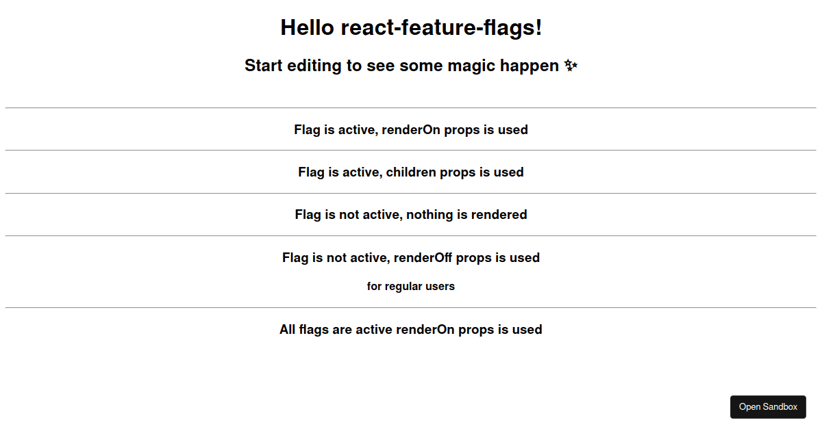 react-feature-flags-codesandbox (forked) - Codesandbox