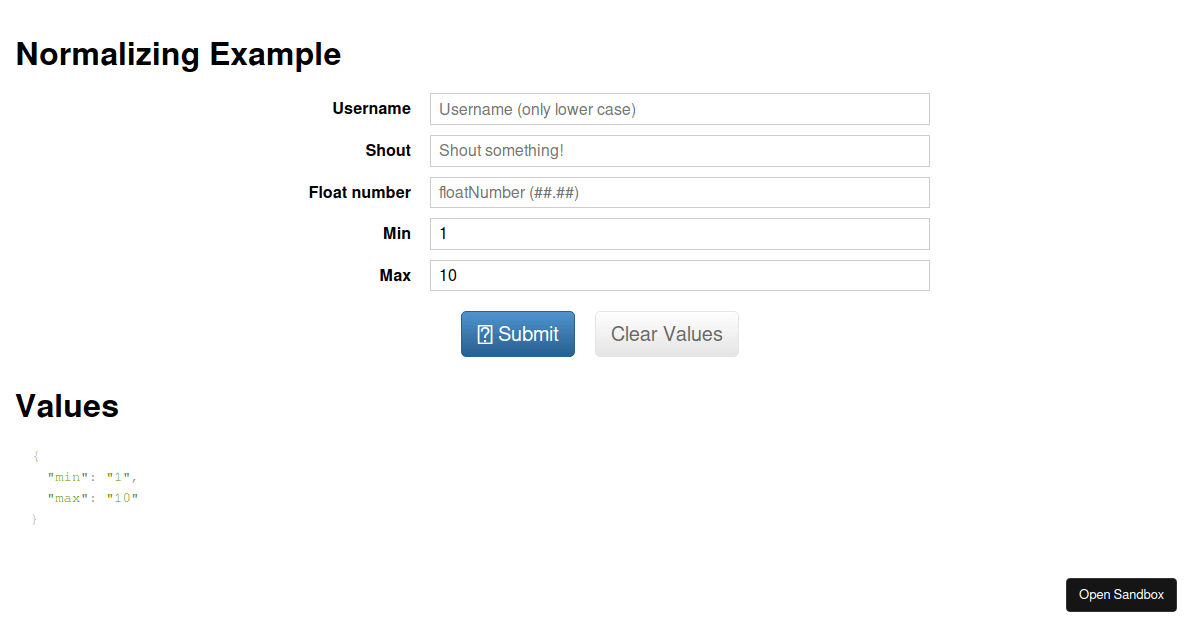 Redux Form Normalizing Example Codesandbox