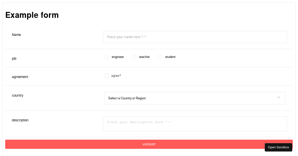 Online demo example playground - Codesandbox