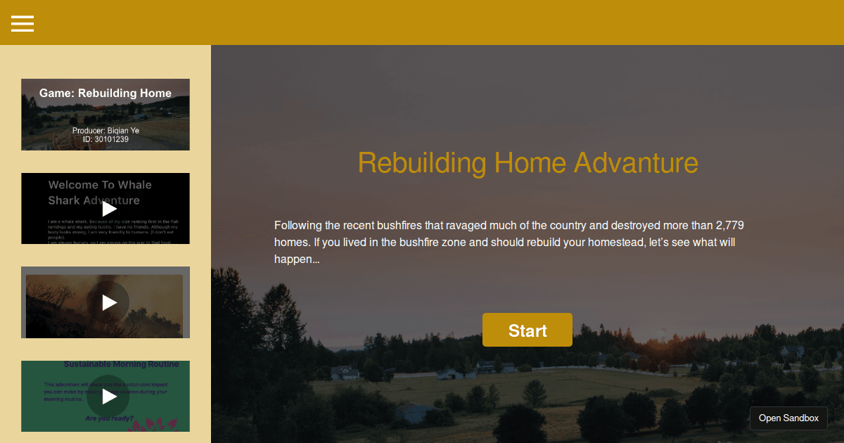 Rebuilding Home Adventure - Codesandbox
