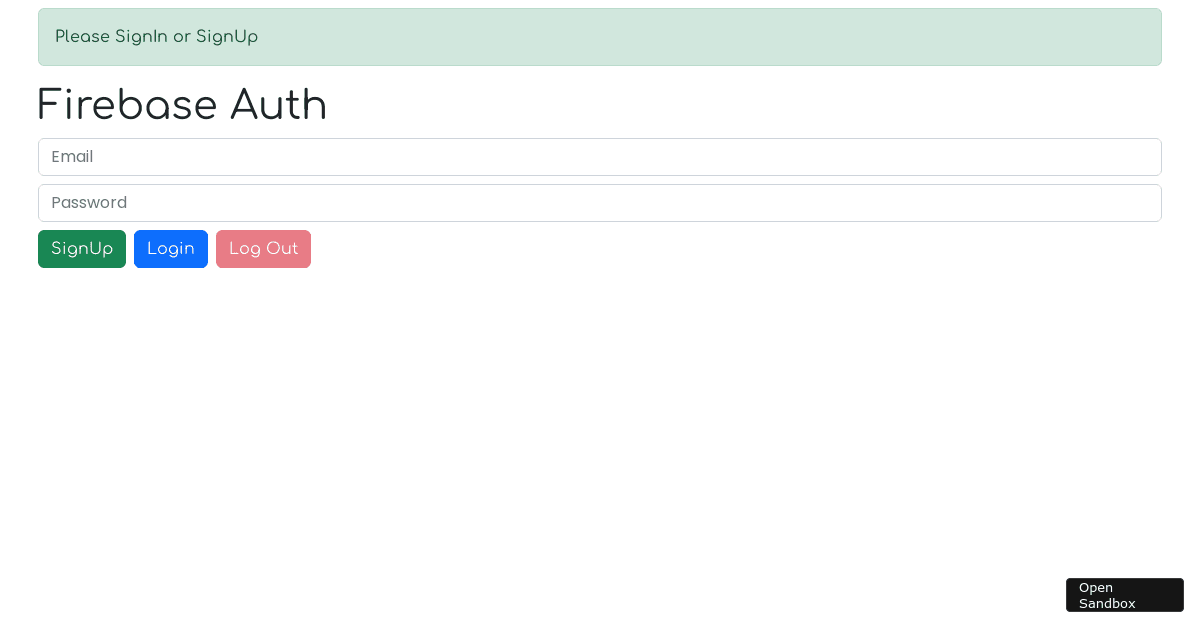firebaseauth - Codesandbox