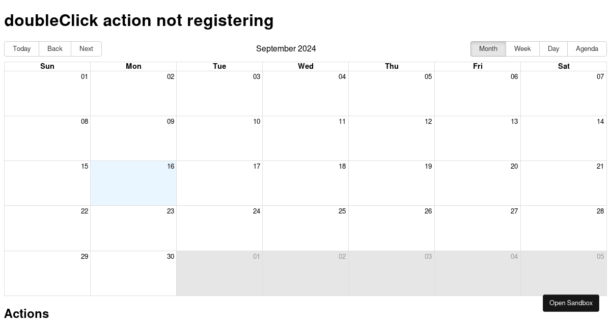 react-big-calendar doubleClick bug - Codesandbox