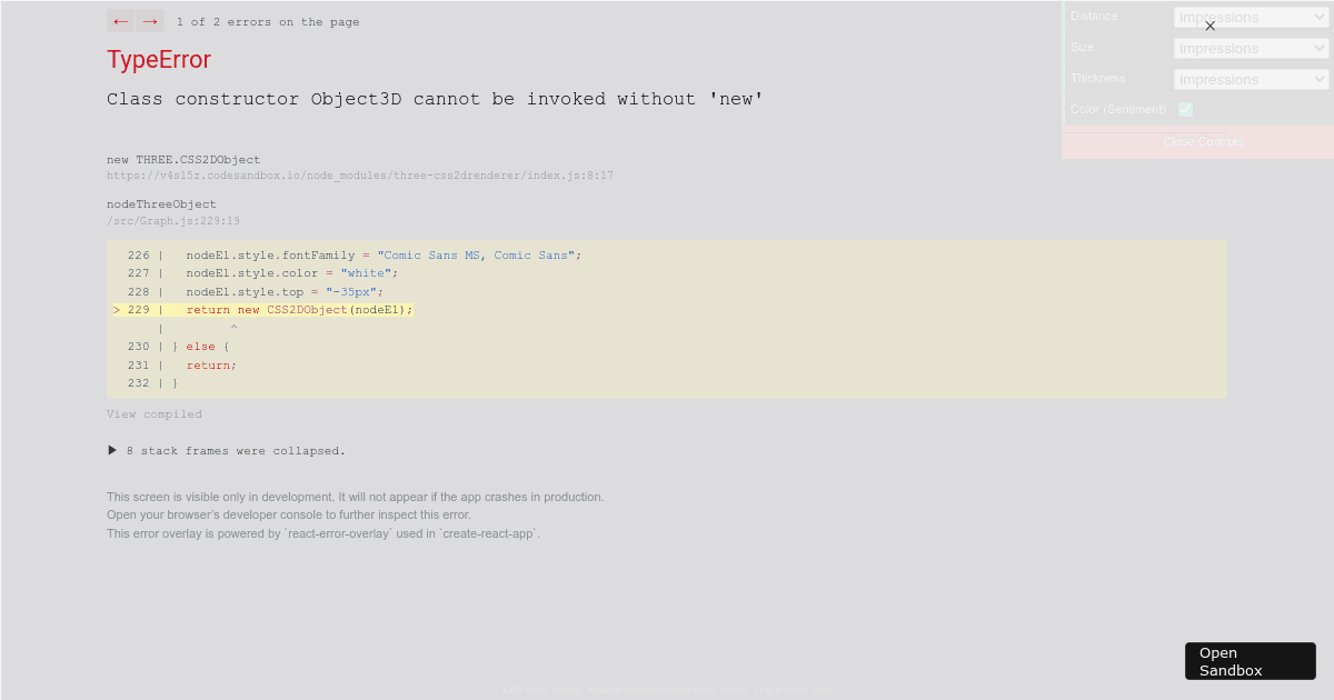 3d React Graph V2 Forked Codesandbox