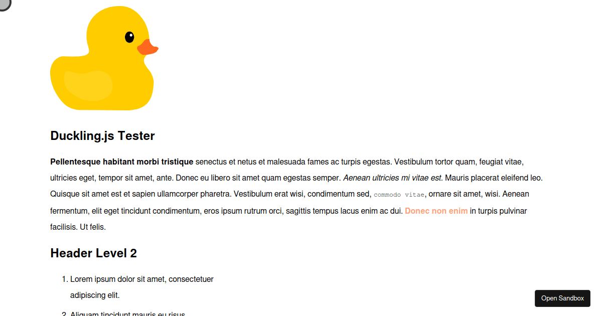 Duckling example - Codesandbox