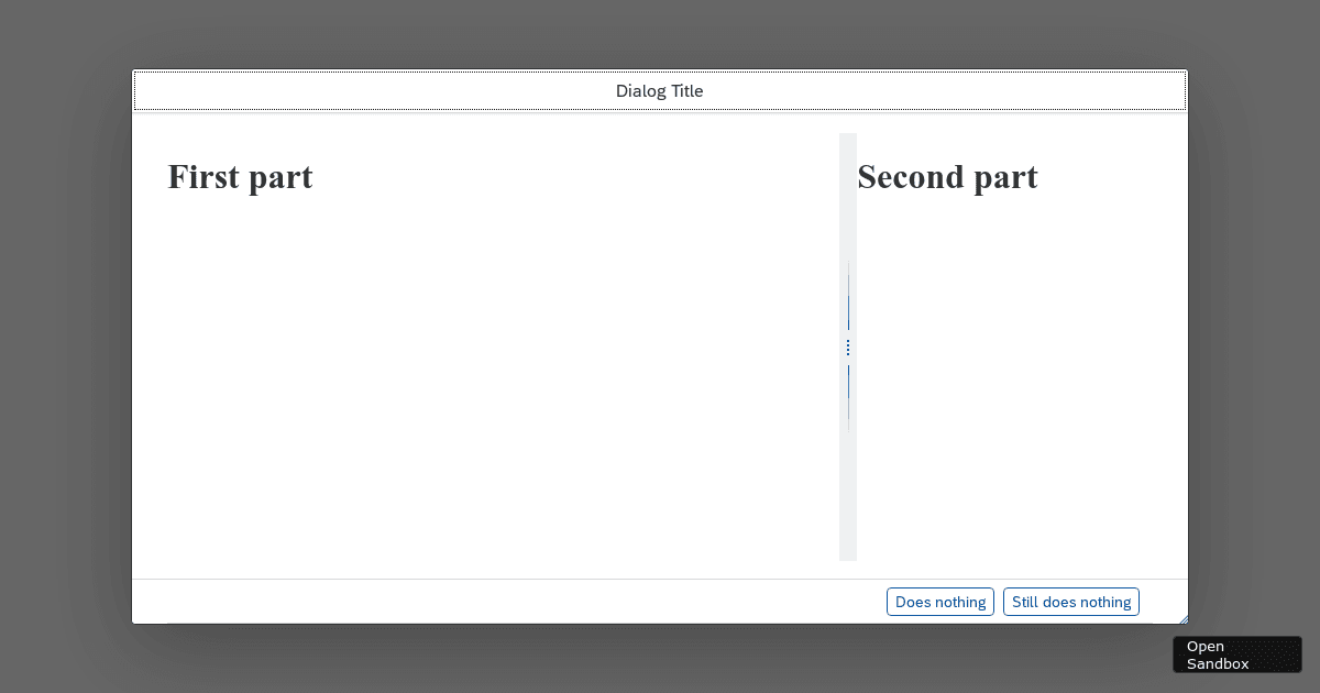 UI5WC4R dialog with splitter - Codesandbox