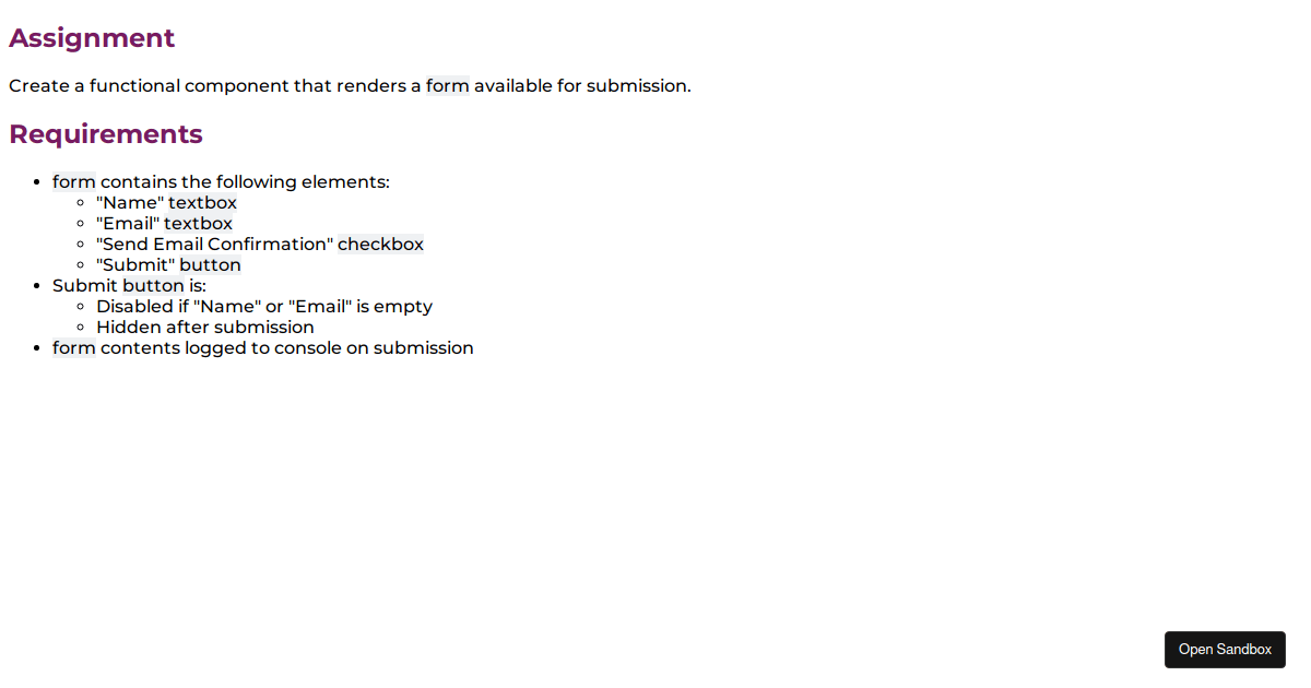 Technical Interview - Codesandbox