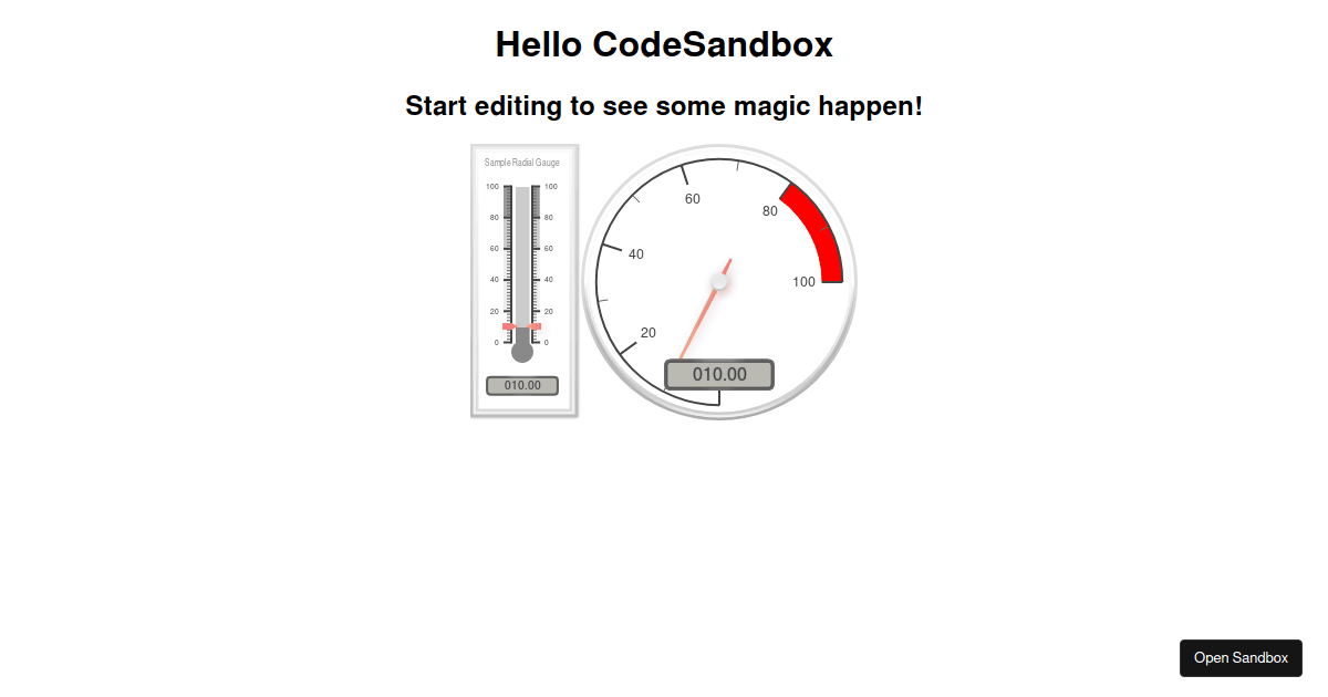 react-canvas-gauges (forked) - Codesandbox