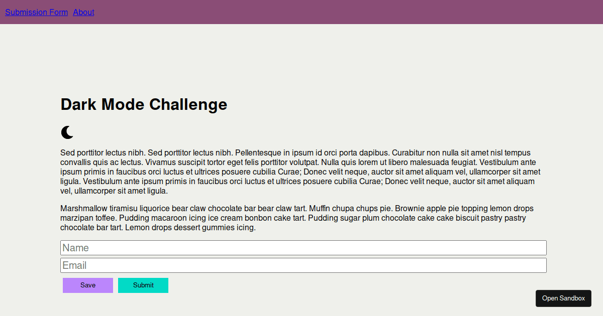 Dark Mode React - Codesandbox