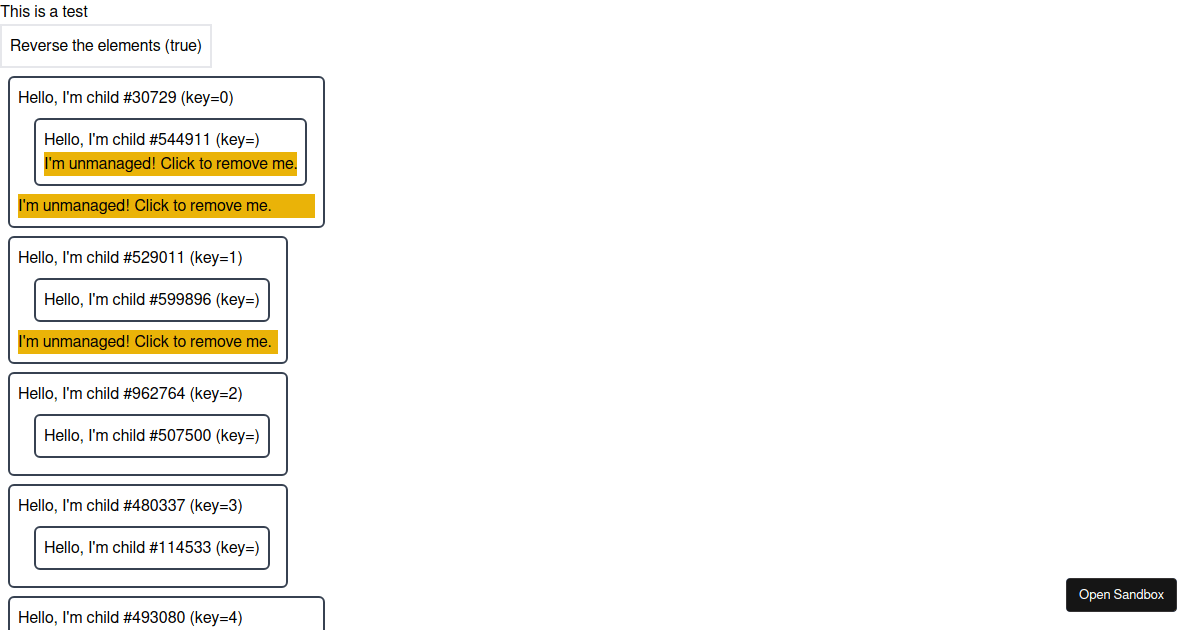 Forgo key issue (again) - Codesandbox