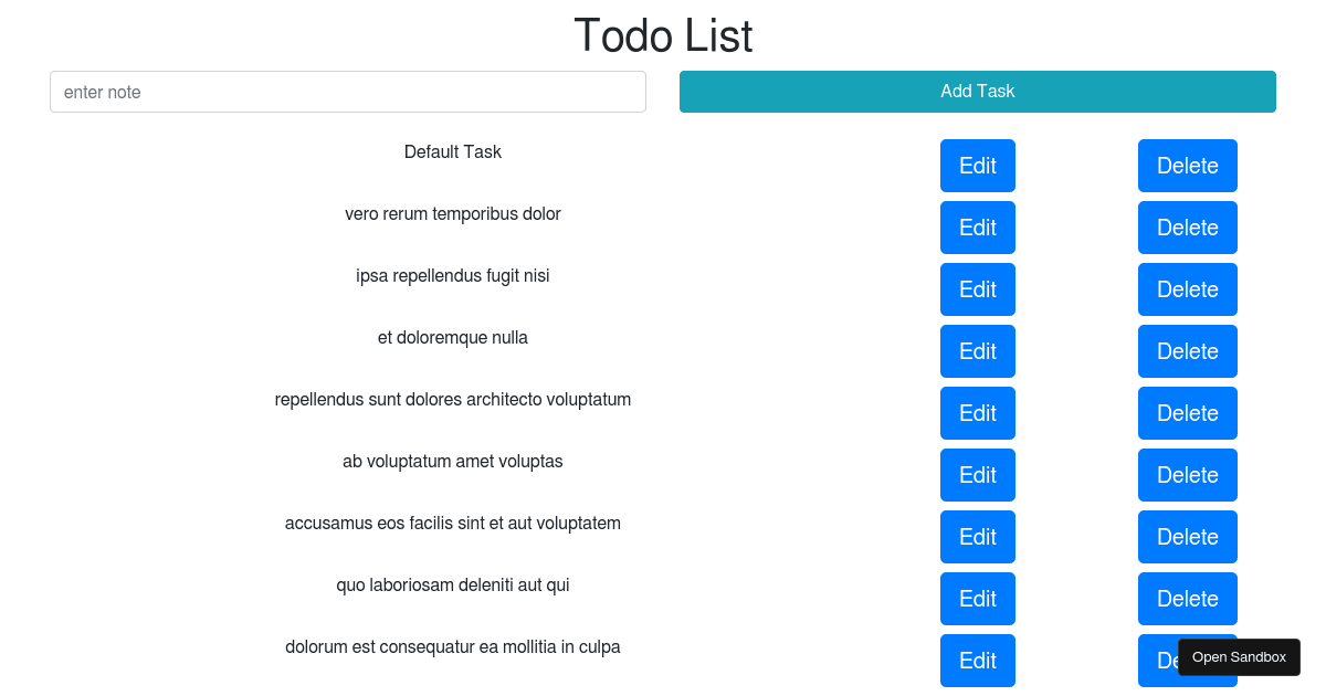 CRUD redux app - Codesandbox