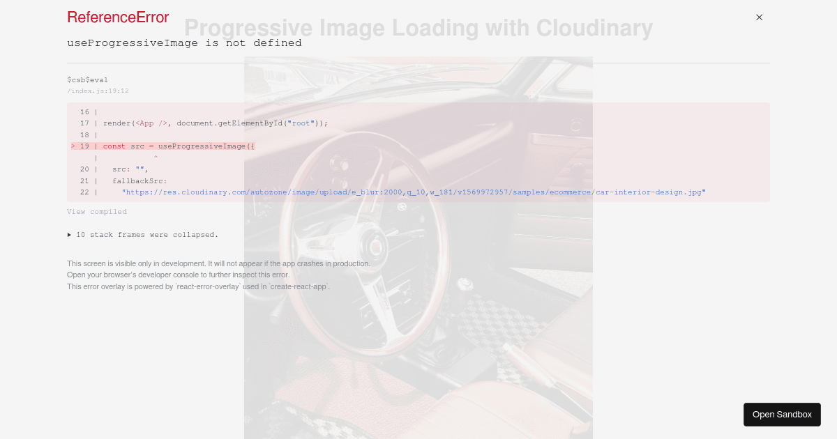 Progressive Image Loading with React & Cloudinary - Codesandbox