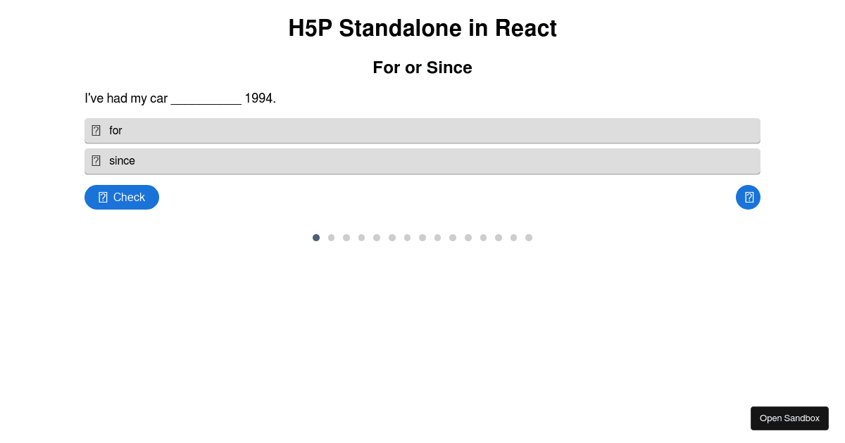 H5P Standalone in React 1 (forked) - Codesandbox
