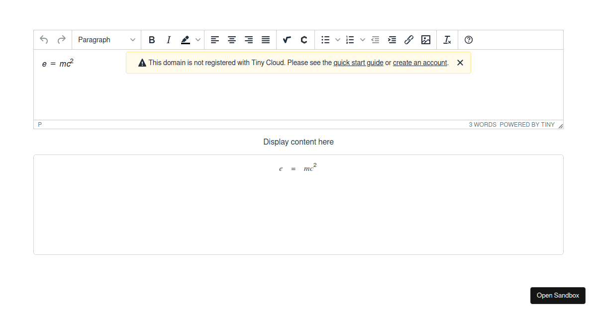 tinymce-mathtype (forked) - Codesandbox