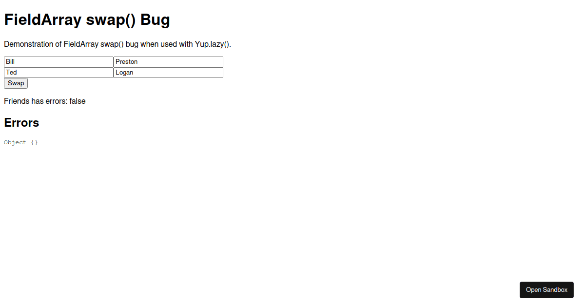 formik-swap-bug - Codesandbox
