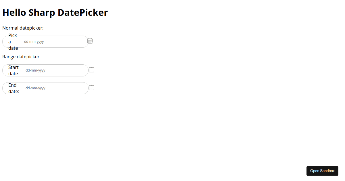 React Sharp Datepicker Forked Codesandbox