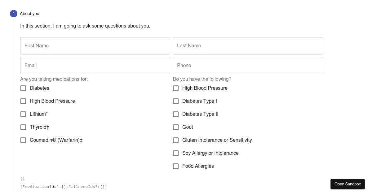 Assessment form - Codesandbox