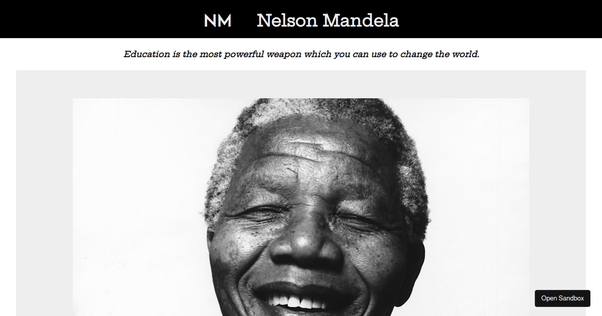 nelson mandela tribute page - Codesandbox