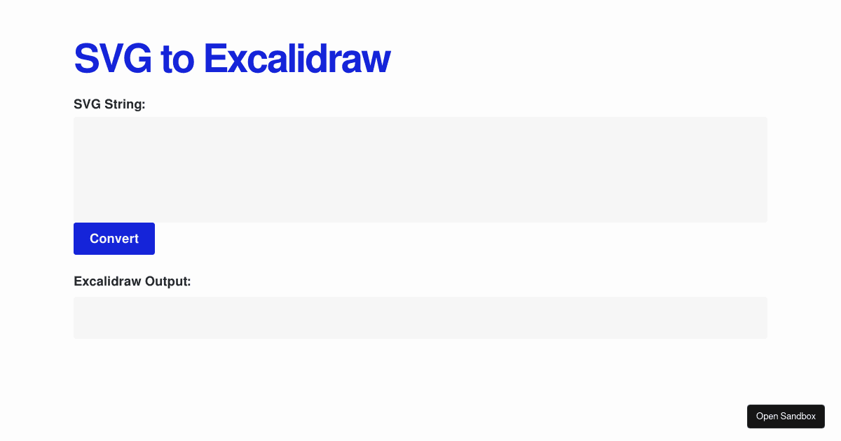 Convert SVG to Excalidraw data (forked) - Codesandbox Convert SVG to Excalidraw data (forked) - Codesandbox