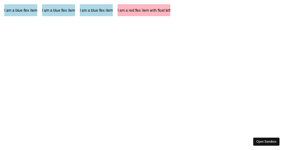 Flex formatting context - Codesandbox