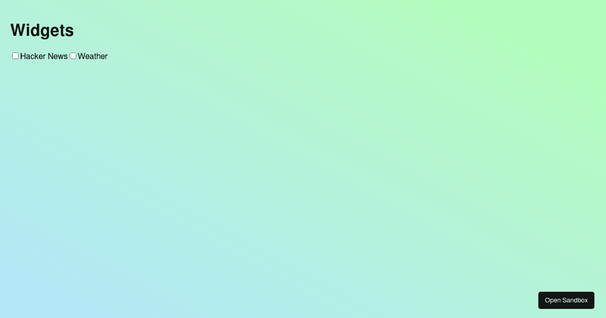 Widgets Example Codesandbox