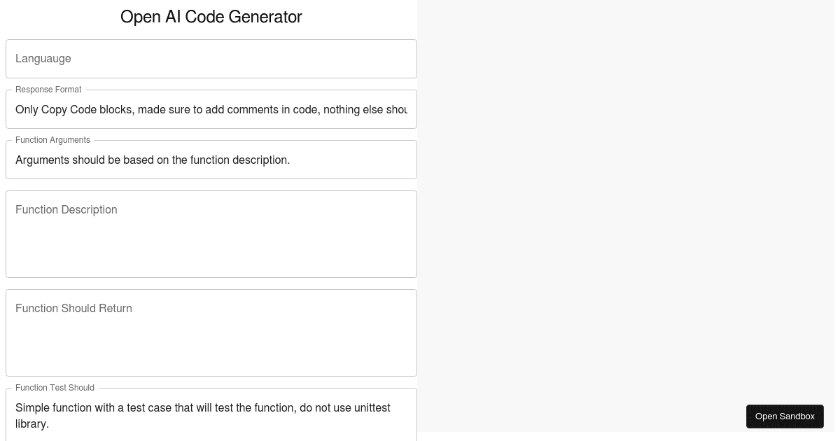 react-code-generator - Codesandbox