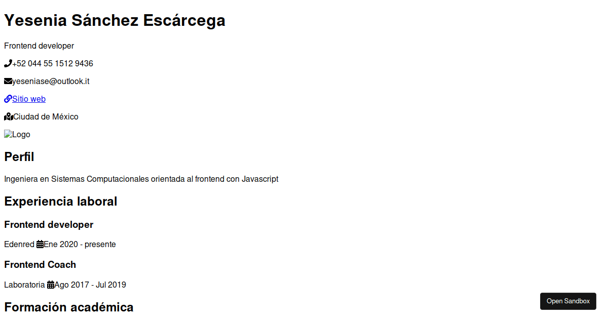 CV-react - Codesandbox