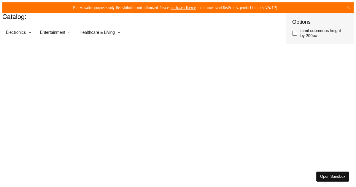 DevExtreme Beta 24.1 - Menu Scrolling - Codesandbox