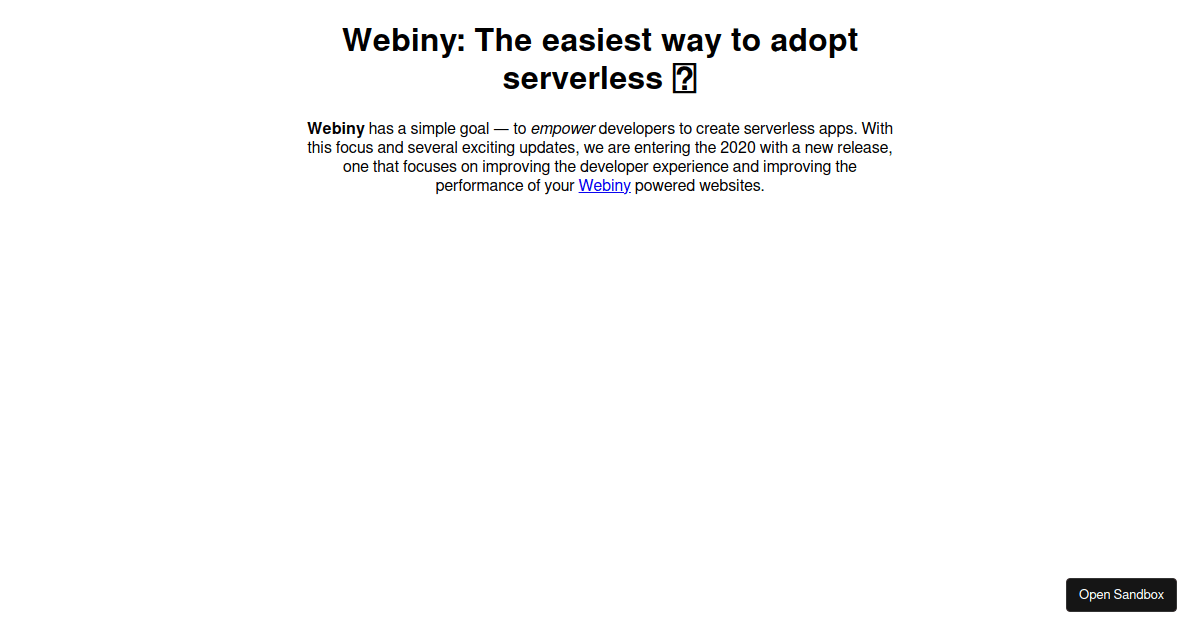 Webiny - Codesandbox