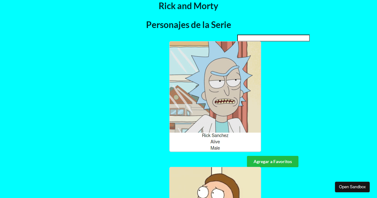 rickAndMortyApi - Codesandbox