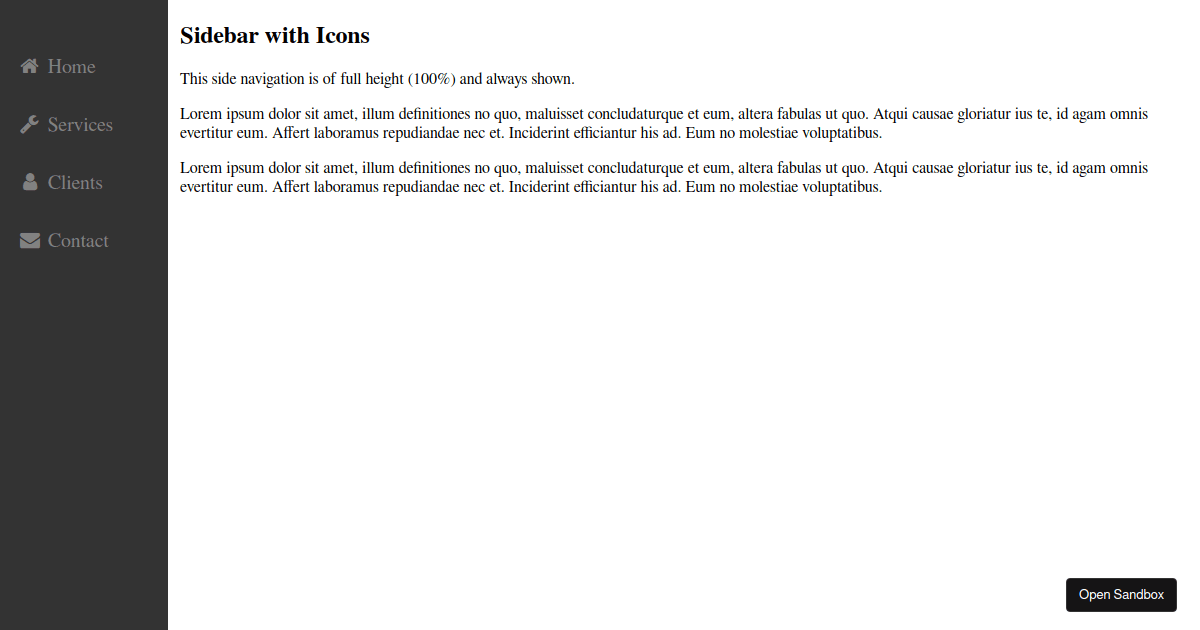 Sidebar with Icons - Codesandbox