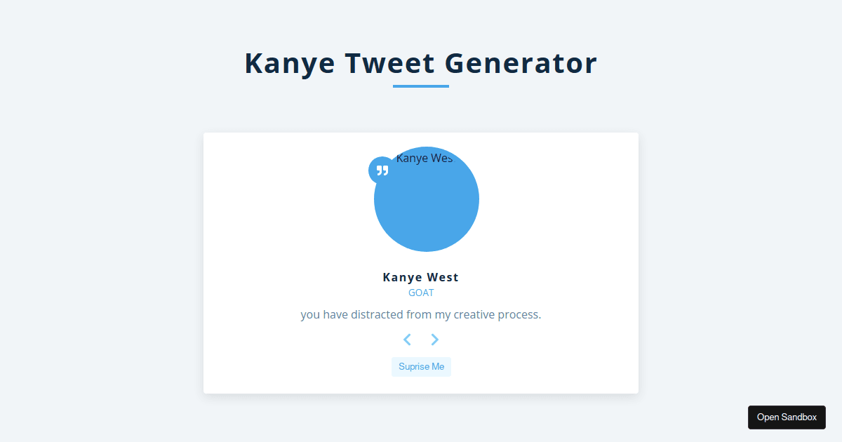 Kanye West Tweet generator - Codesandbox