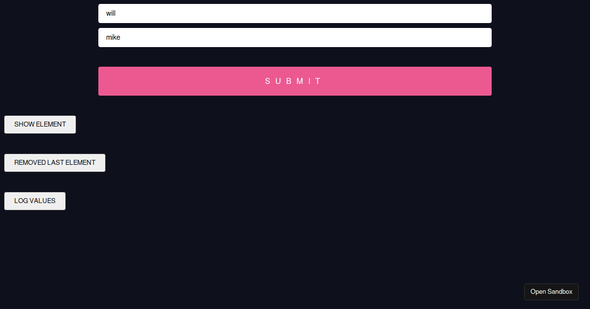 React Hook Form Usefieldarray Template Forked Codesandbox
