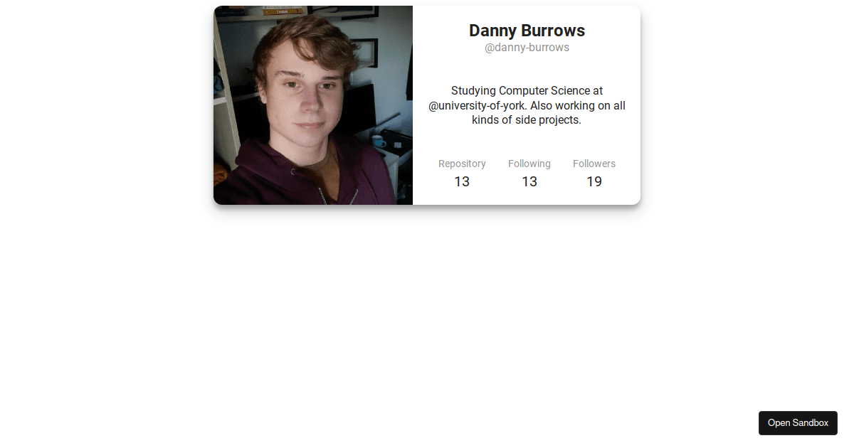 Github Profile Card Component Forked Codesandbox