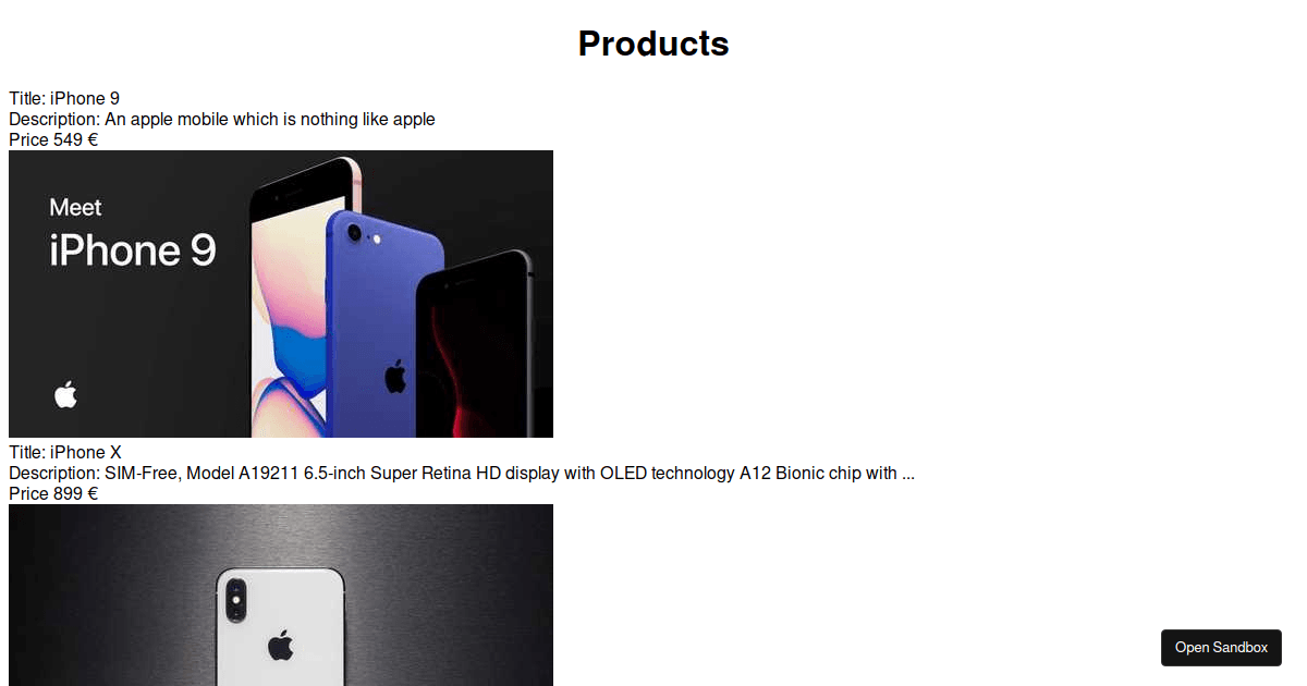 JSON Example 1 - Codesandbox