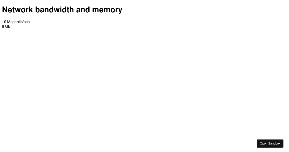 Network bandwidth - Codesandbox