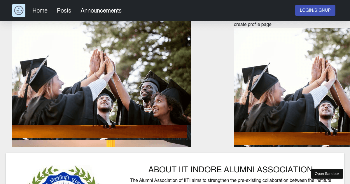 Alumni cell website - Codesandbox