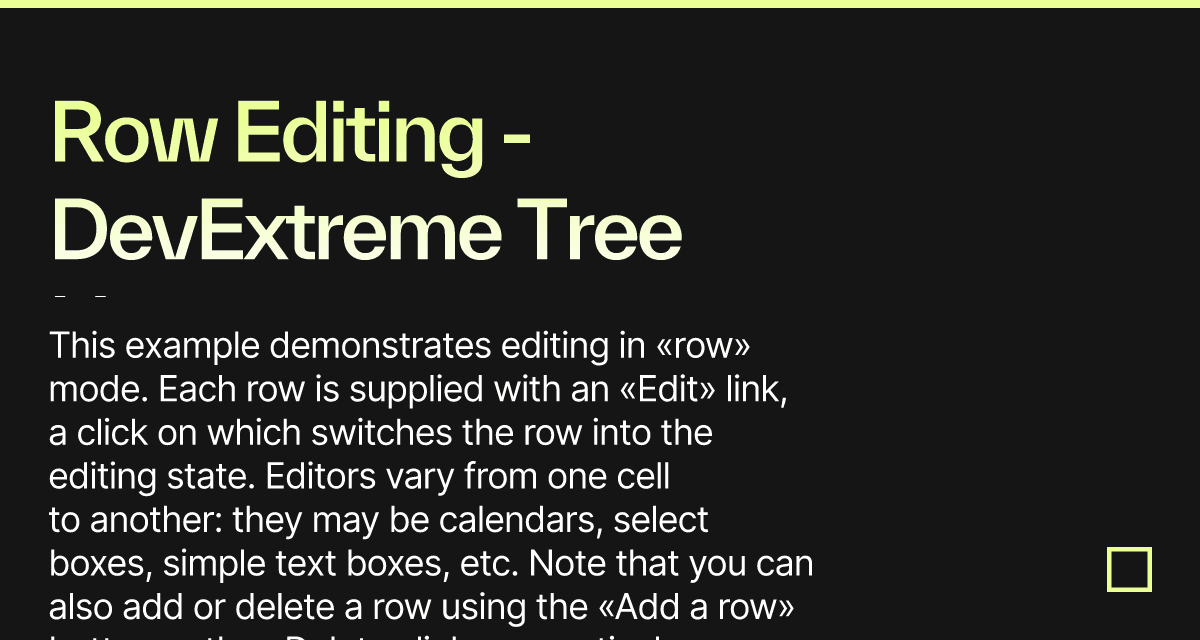 Row Editing - DevExtreme Tree List - Codesandbox Row Editing - DevExtreme Tree List - Codesandbox