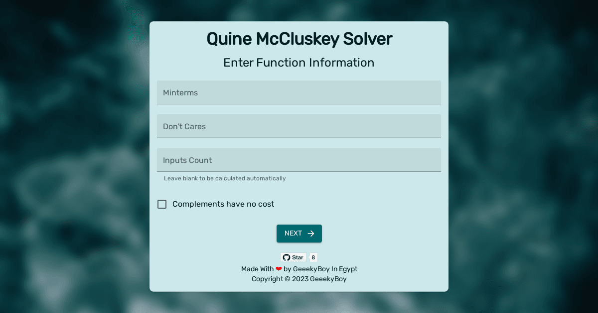 quine-mccluskey-solver - Codesandbox