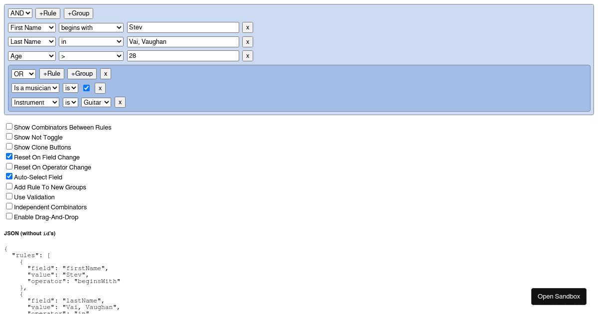 react-querybuilder-ci - Codesandbox