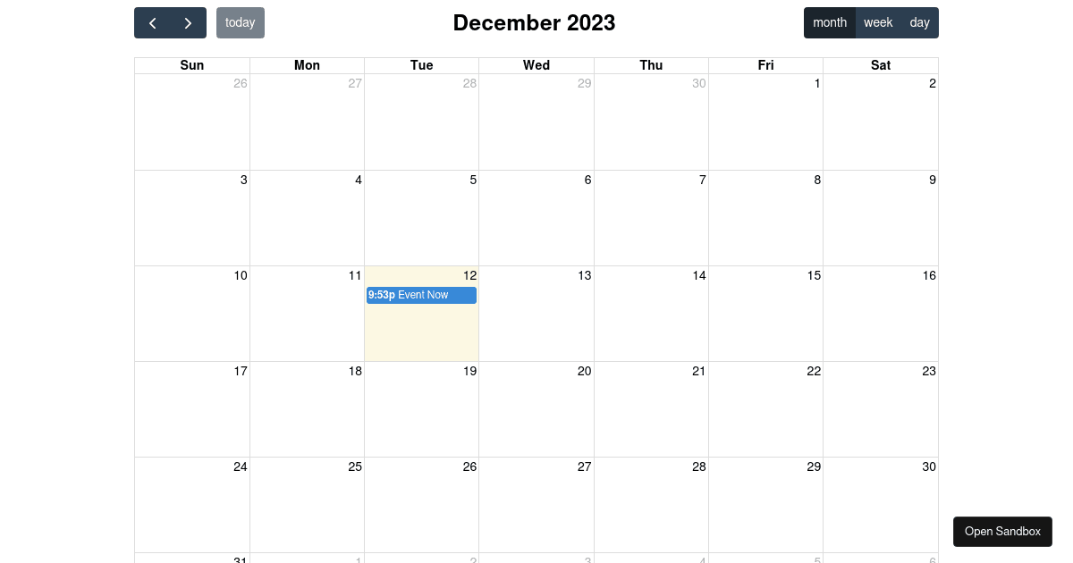 FullCalendar Vue - Codesandbox