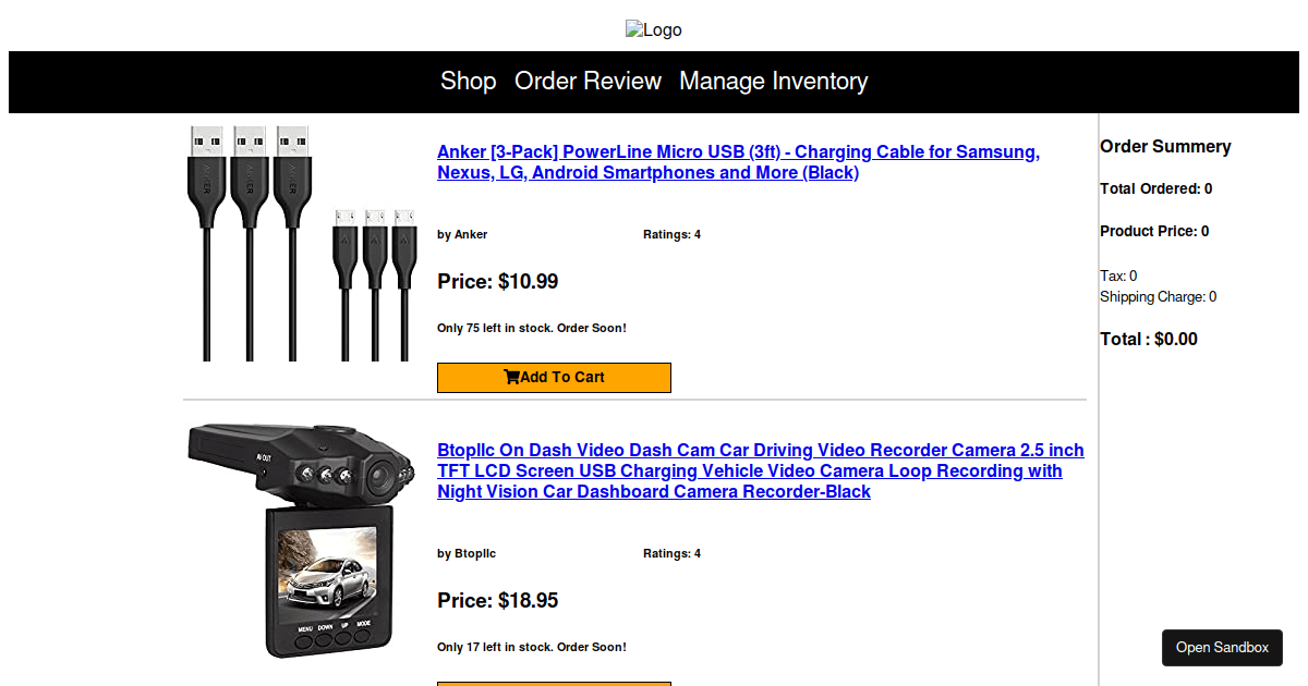 amazing-shop - Codesandbox