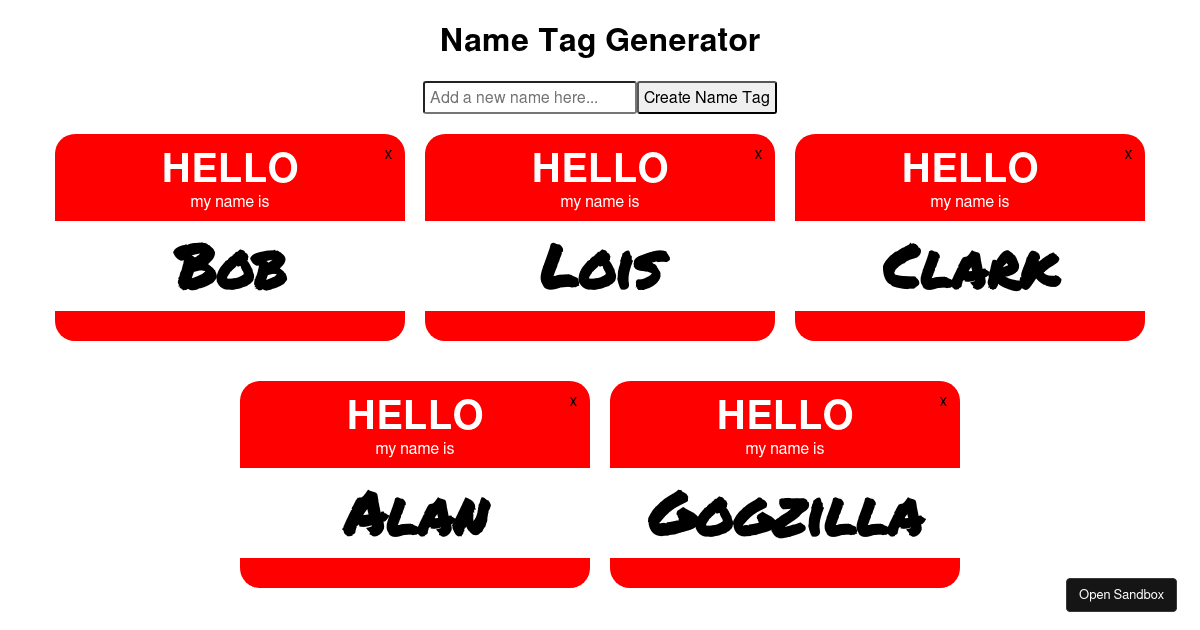 L8 - Build Your Name Tag Text Inputs - Codesandbox