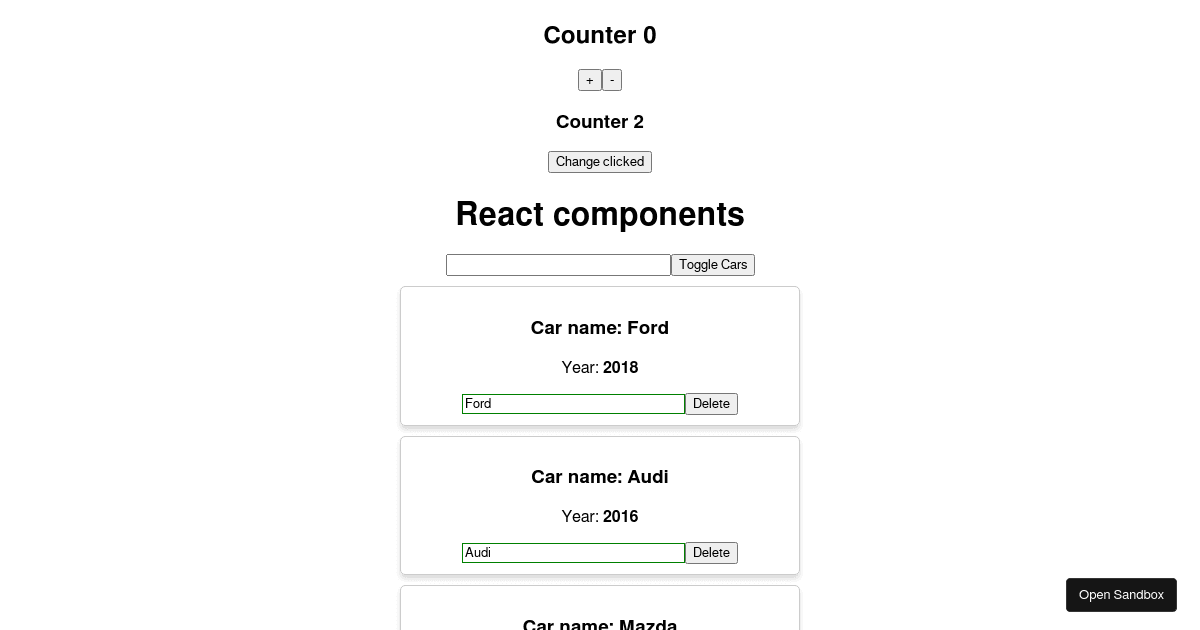 React Js Codesandbox