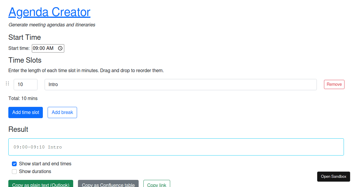 agenda-creator - Codesandbox