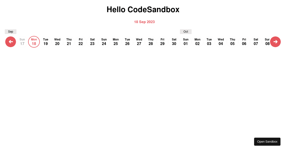 react date picker (forked) - Codesandbox