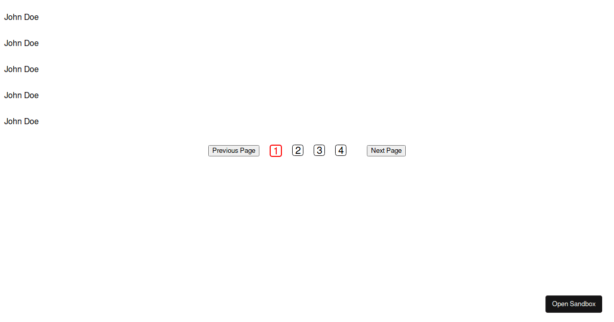 React Query Pagination Codesandbox