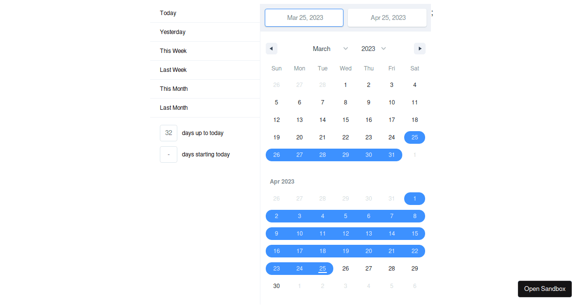 React Date Range Codesandbox
