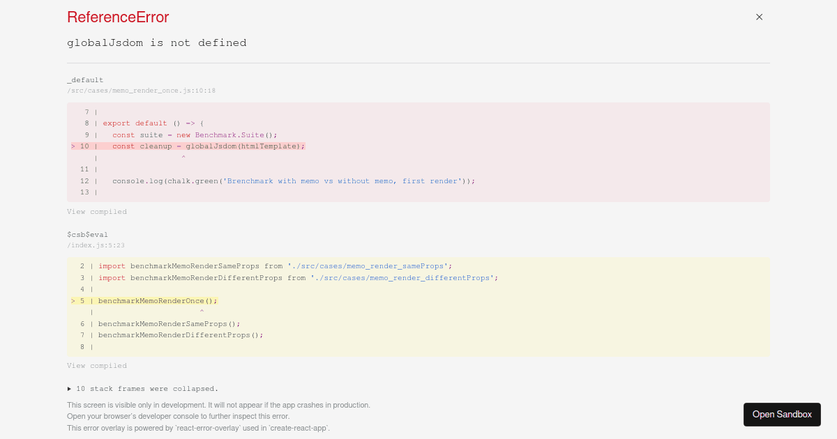 react-perf-benchmark - Codesandbox