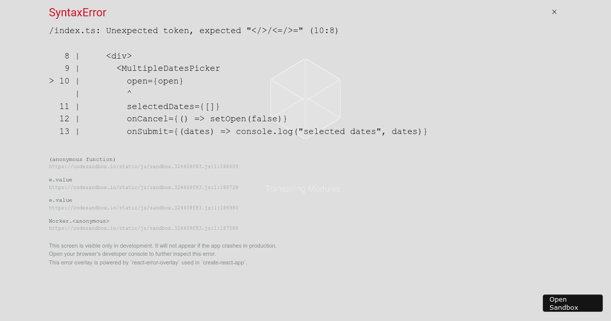 React Multiple Datepicker Forked Codesandbox